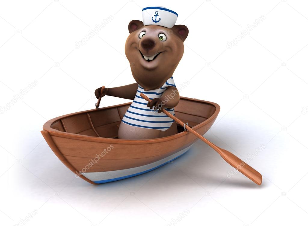 Funny bear rowing — Stock Photo © julos #120825554