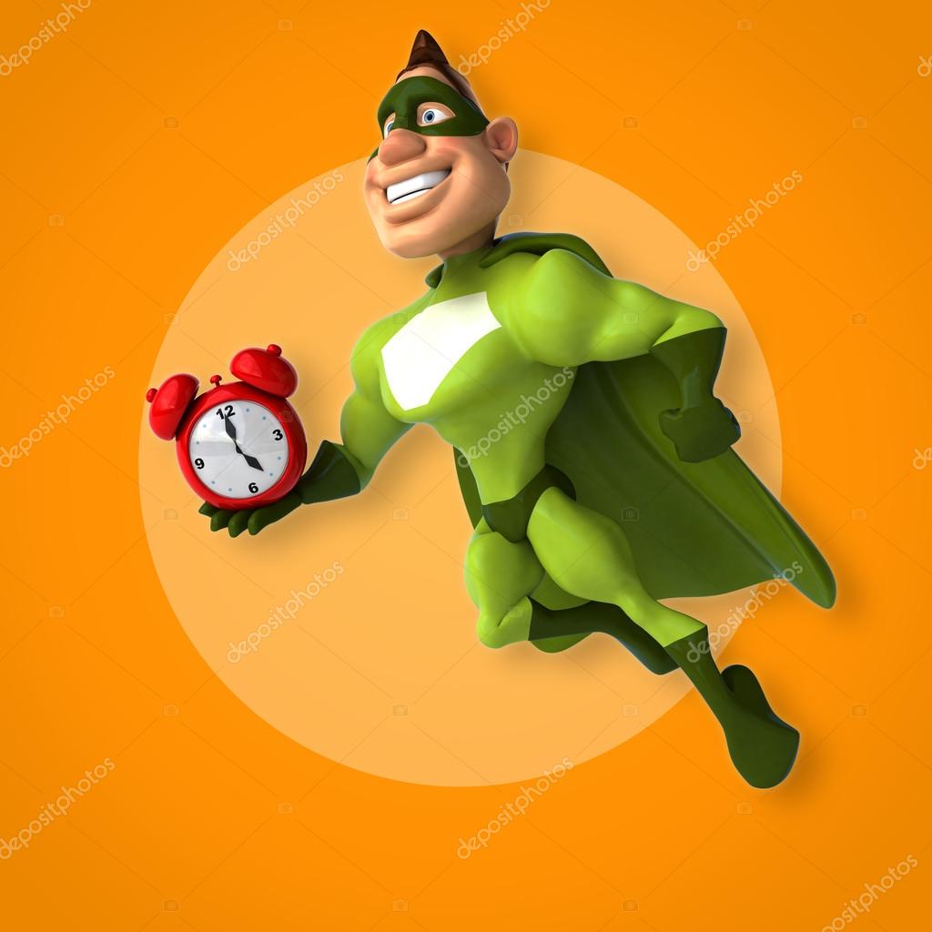 Superhero holding clock Stock Photo by ©julos 124124244
