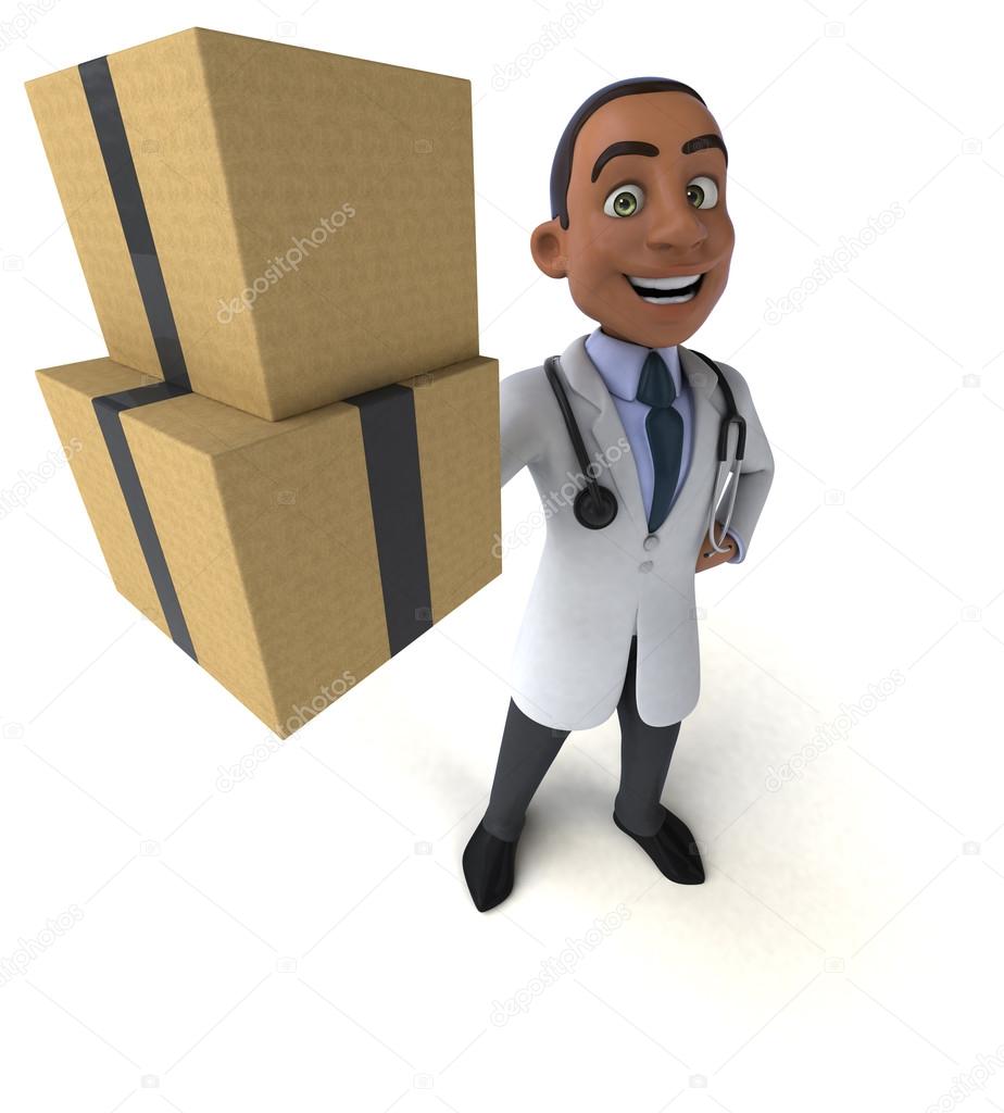 Doctor holding boxes Stock Illustration by ©julos #124618008