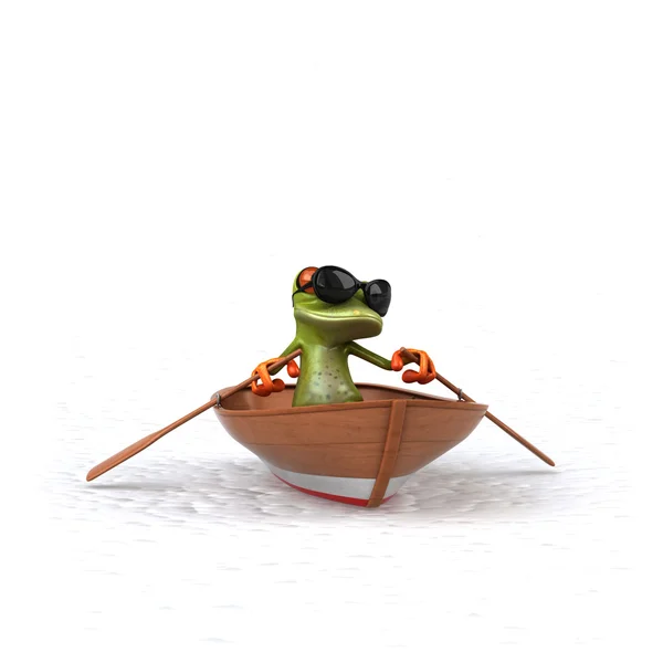 Frog rowing in boat — Stock Photo © julos #124793380