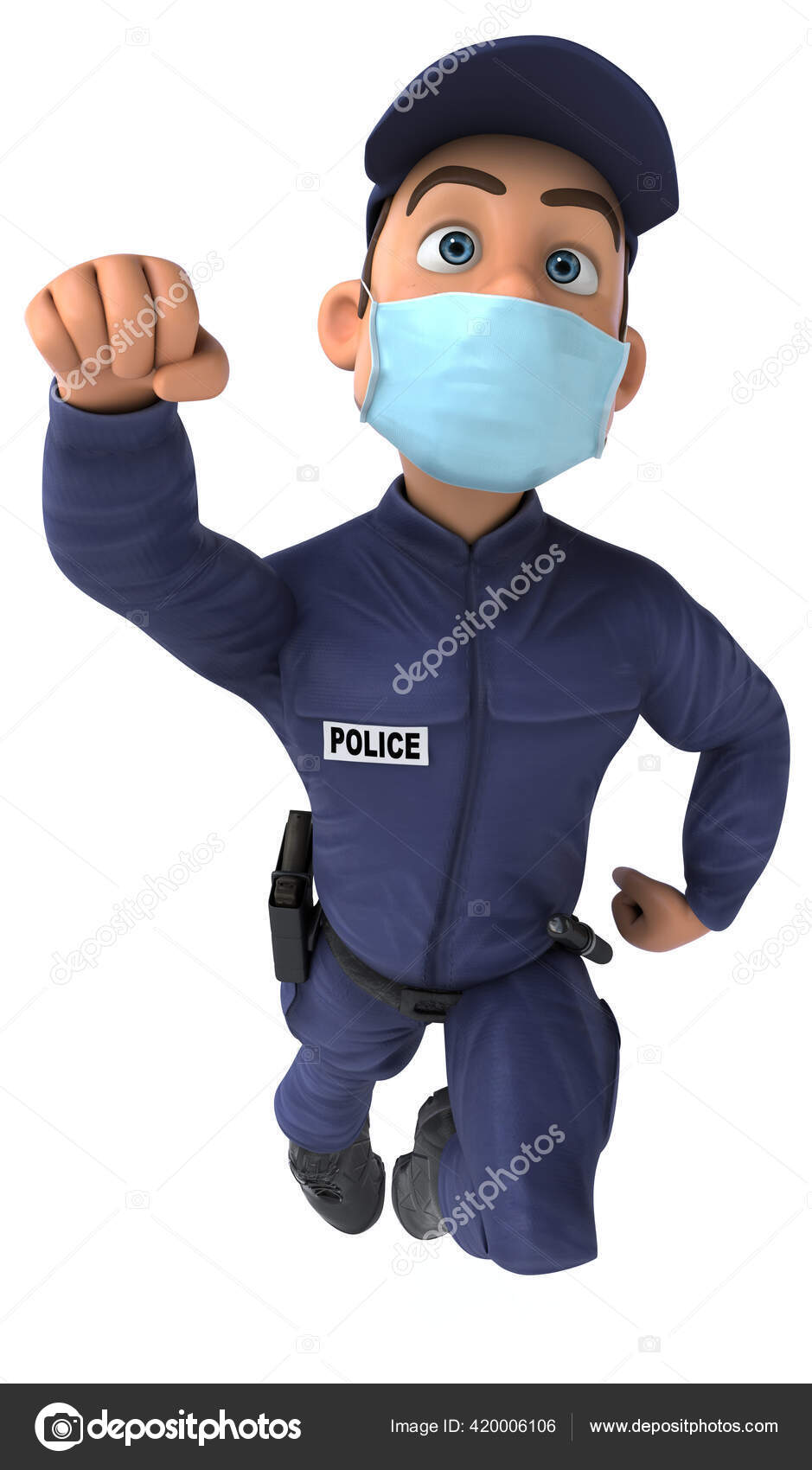 Fun Illustration Cartoon Police Officer Mask Stock Illustration by ...