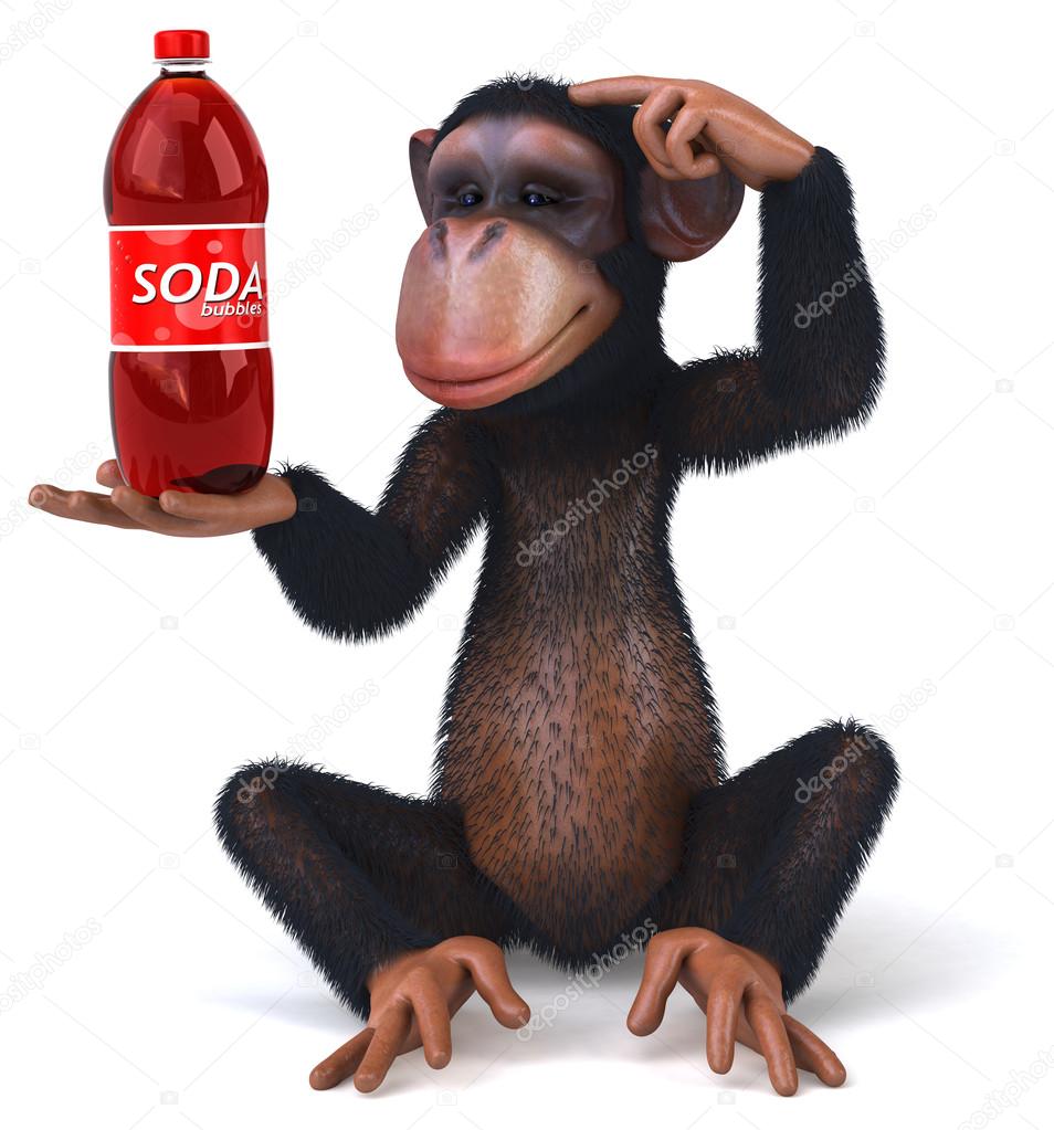 Fun monkey with soda — Stock Photo © julos #57761523