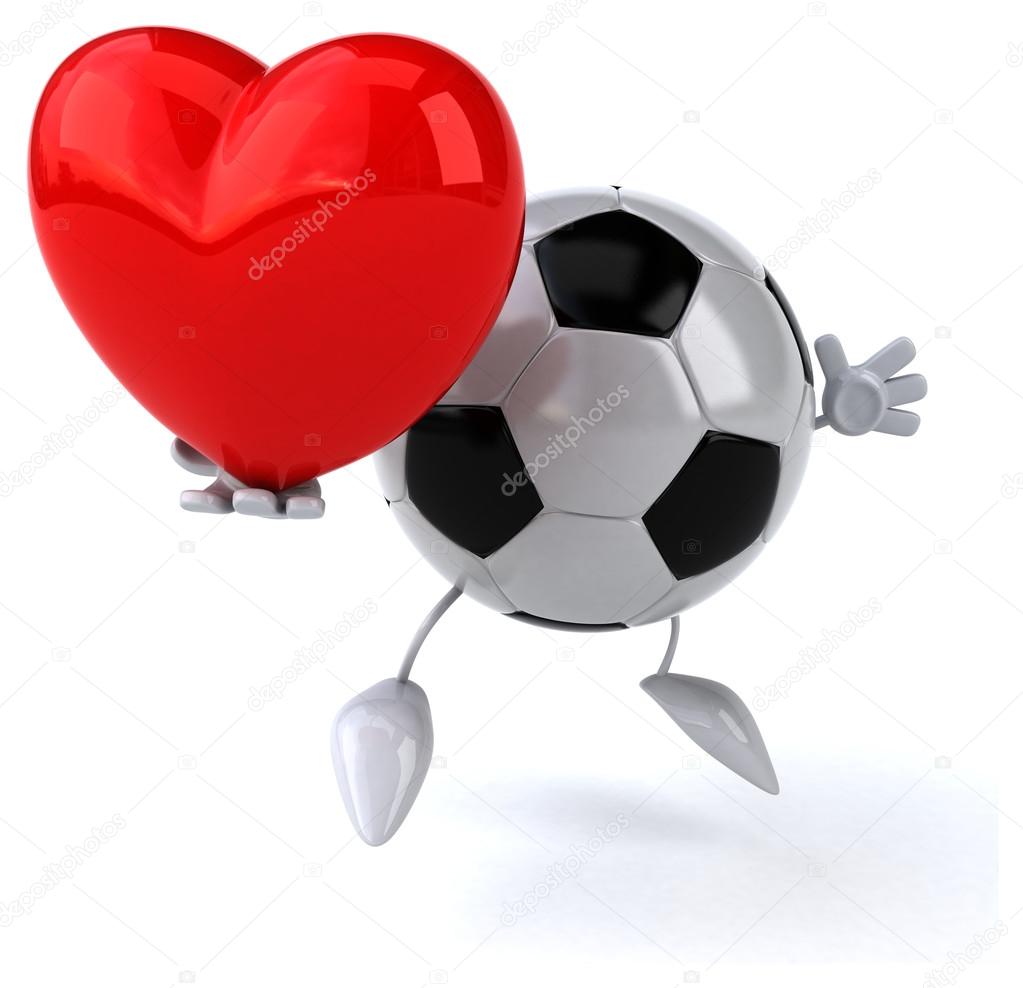 Football ball with red heart Stock Photo by ...