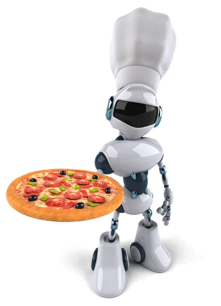 Robot chef with pizza — Stock Photo ...