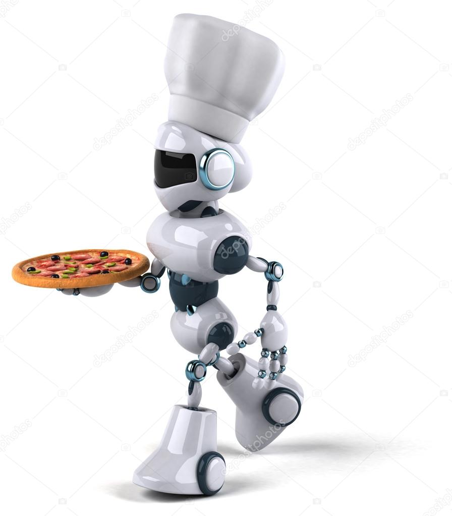 Robot chef with pizza — Stock Photo ...
