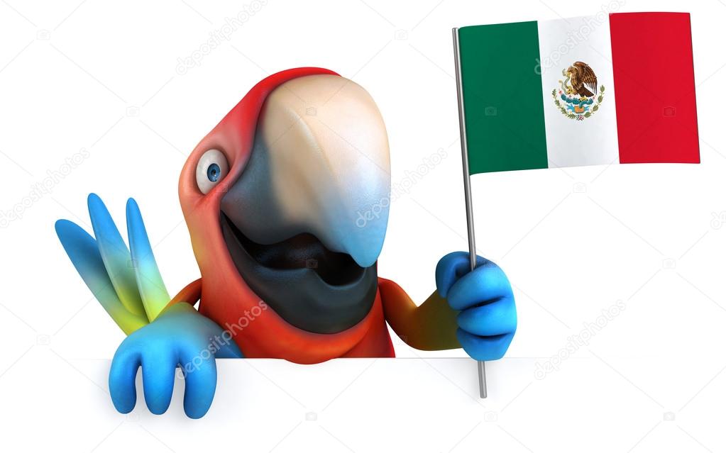 Fun parrot with Mexican flag Stock Illustration by ©julos #59523731