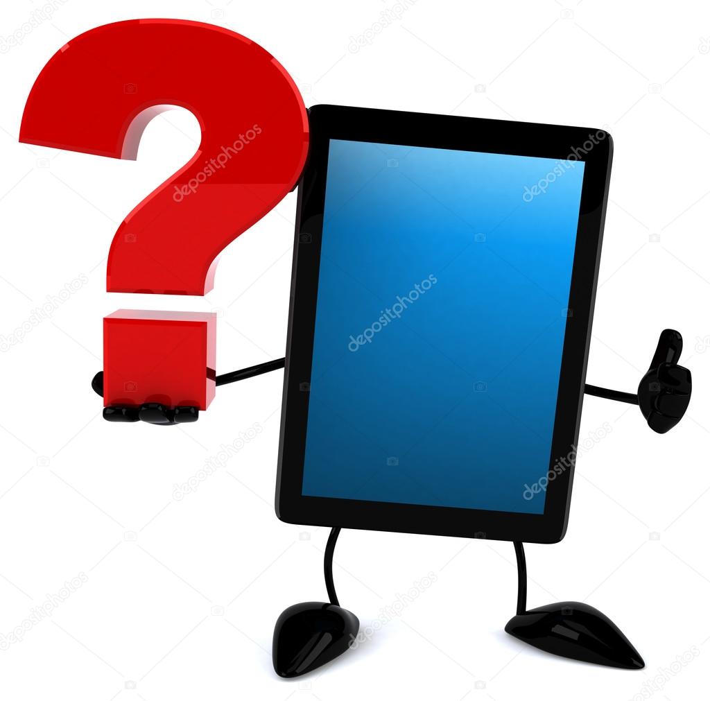 Fun tablet with question mark — Stock Photo © julos #59596461