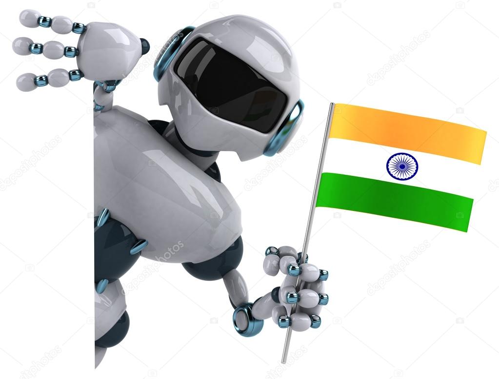 Metallic Robot with indian flag Stock Photo by ©julos 60419603