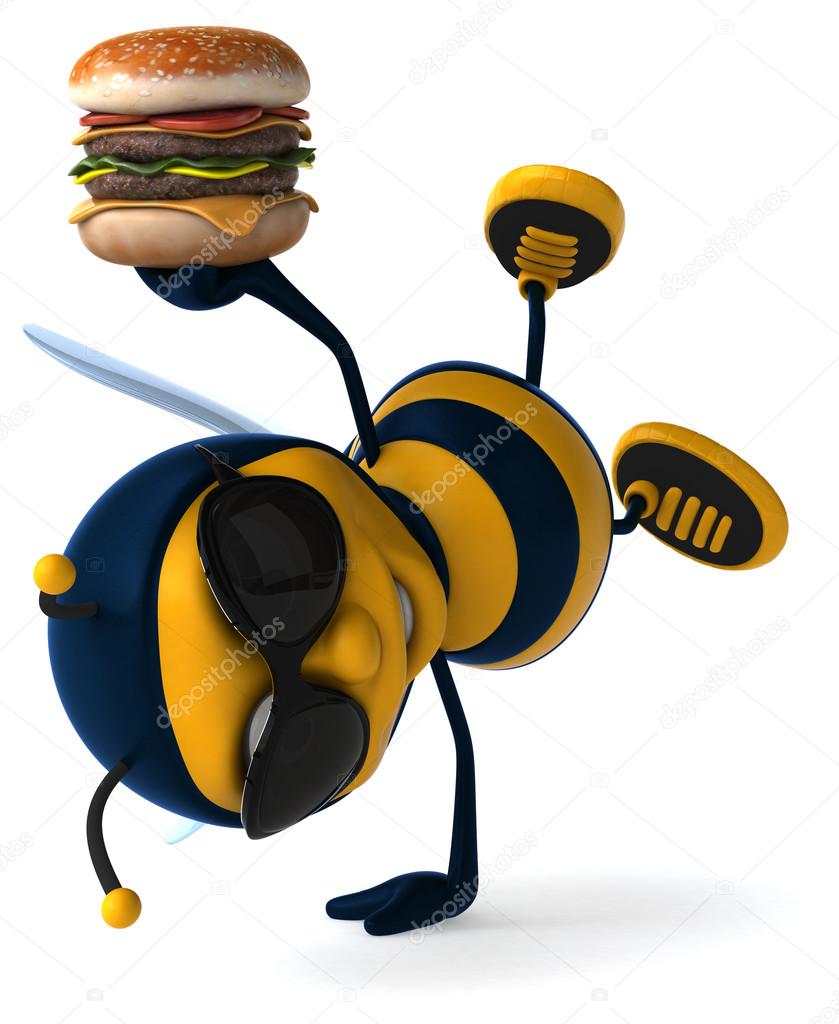 Fun bee with hamburger — Stock Photo © julos #60419939
