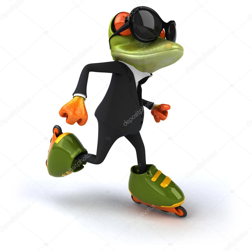Green frog skating Stock Illustration by ©julos #61871275