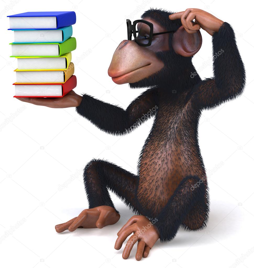 Monkey with books — Stock Photo © julos #62426135