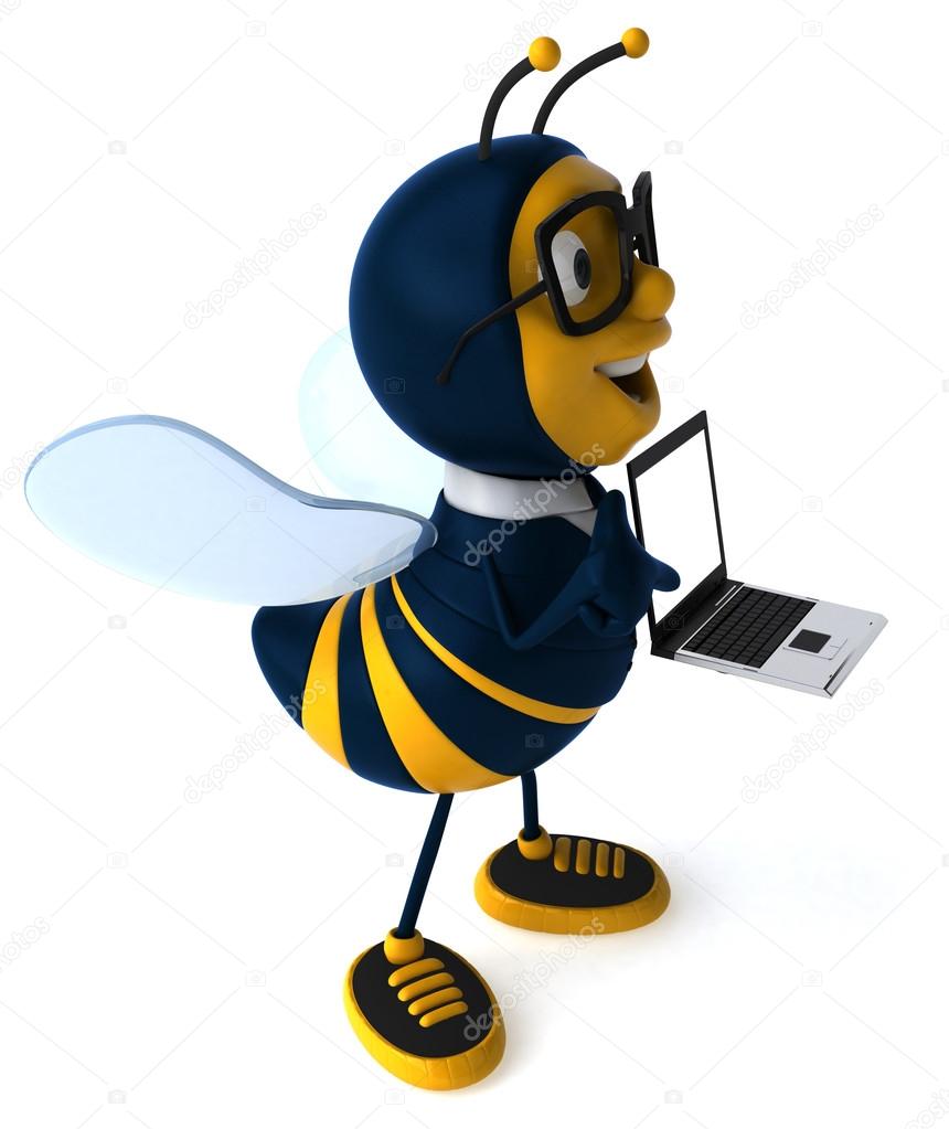 Fun businessman bee with laptop Stock Illustration by ©julos #66196745