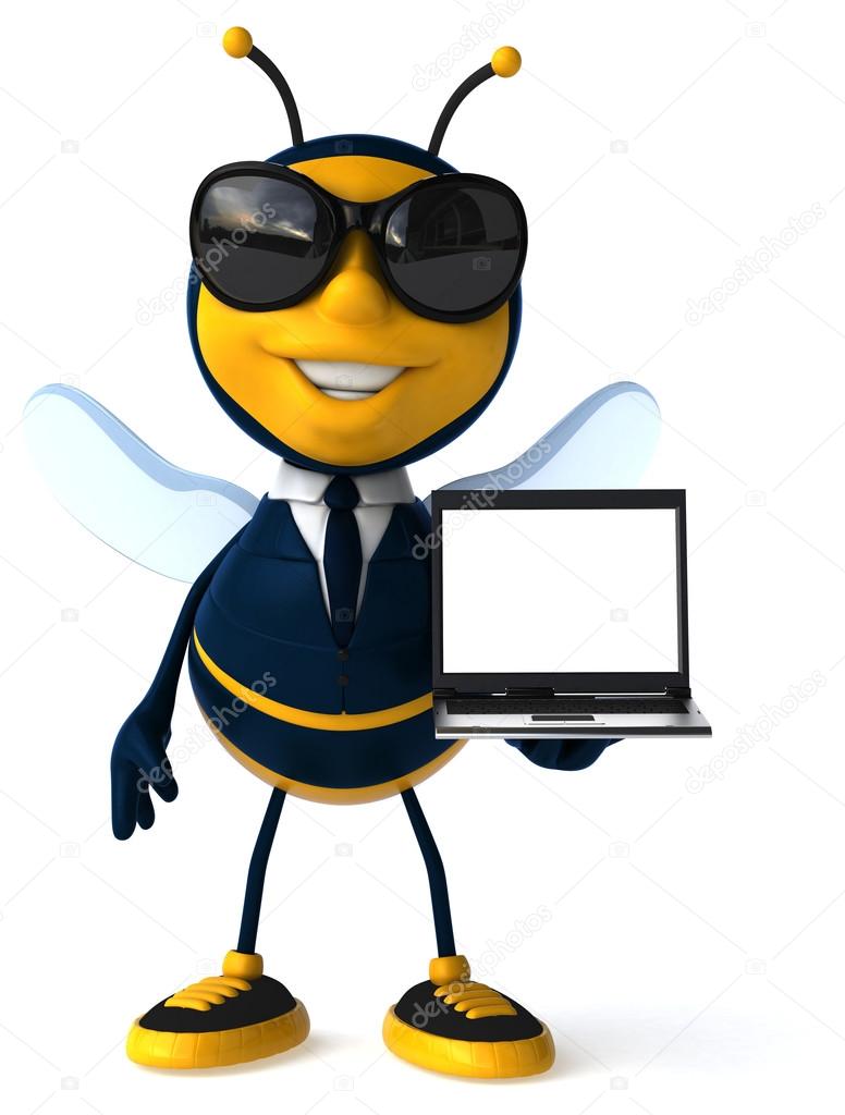 Fun bee with laptop computer Stock Illustration by ©julos #68553843