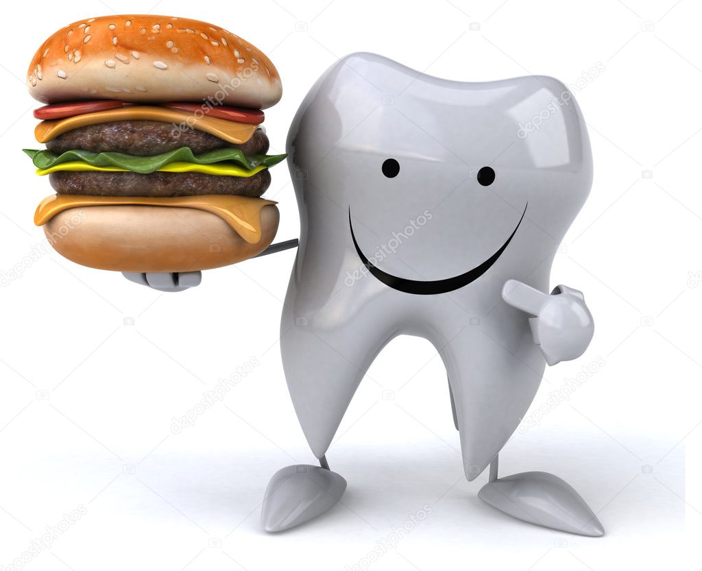 Cartoon tooth with burger — Stock Photo © julos #72683605