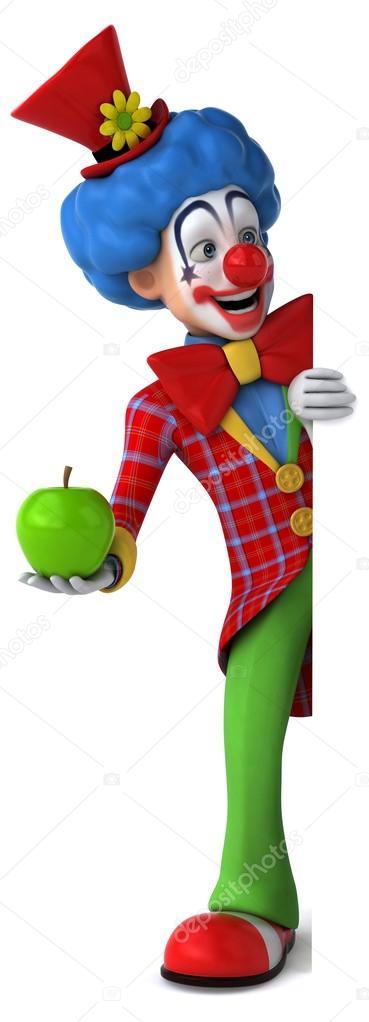 Fun cartoon clown with apple — Stock Photo © julos #74084957