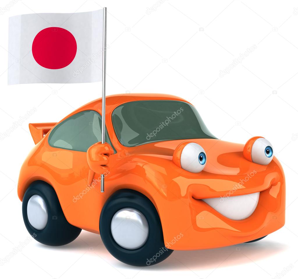 Fun cartoon car with flag Stock Illustration by ©julos #76119037