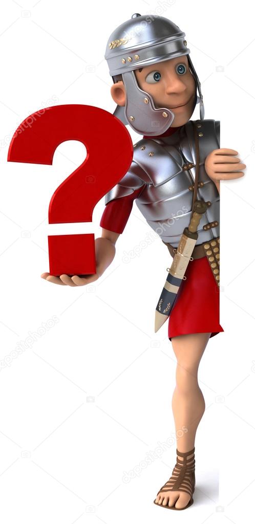 Roman soldier with question mark — Stock Photo © julos #76906471