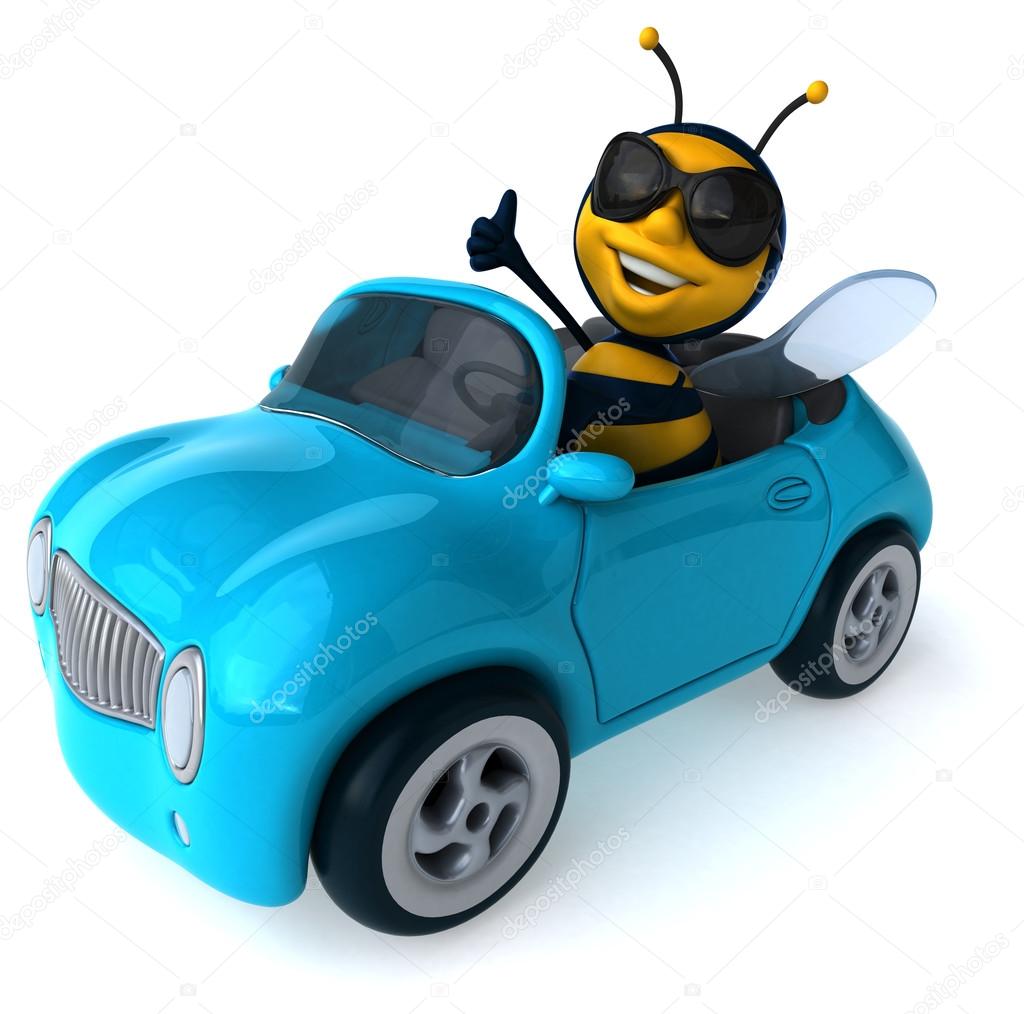 Fun bee in a car Stock Illustration by ©julos #77643124