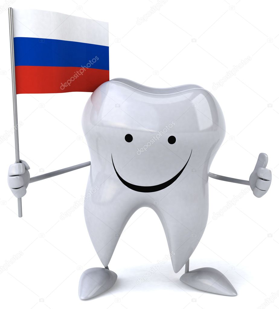 Cartoon tooth with flag — Stock Photo © julos #79234544