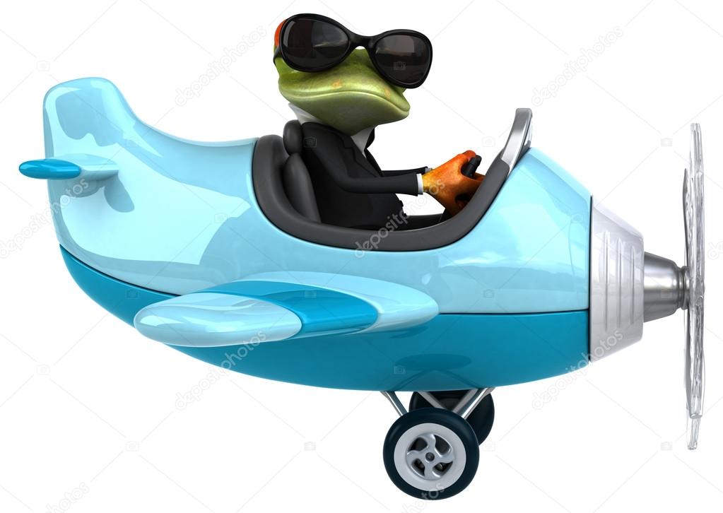 Fun frog in a plane Stock Illustration by ©julos #79440612
