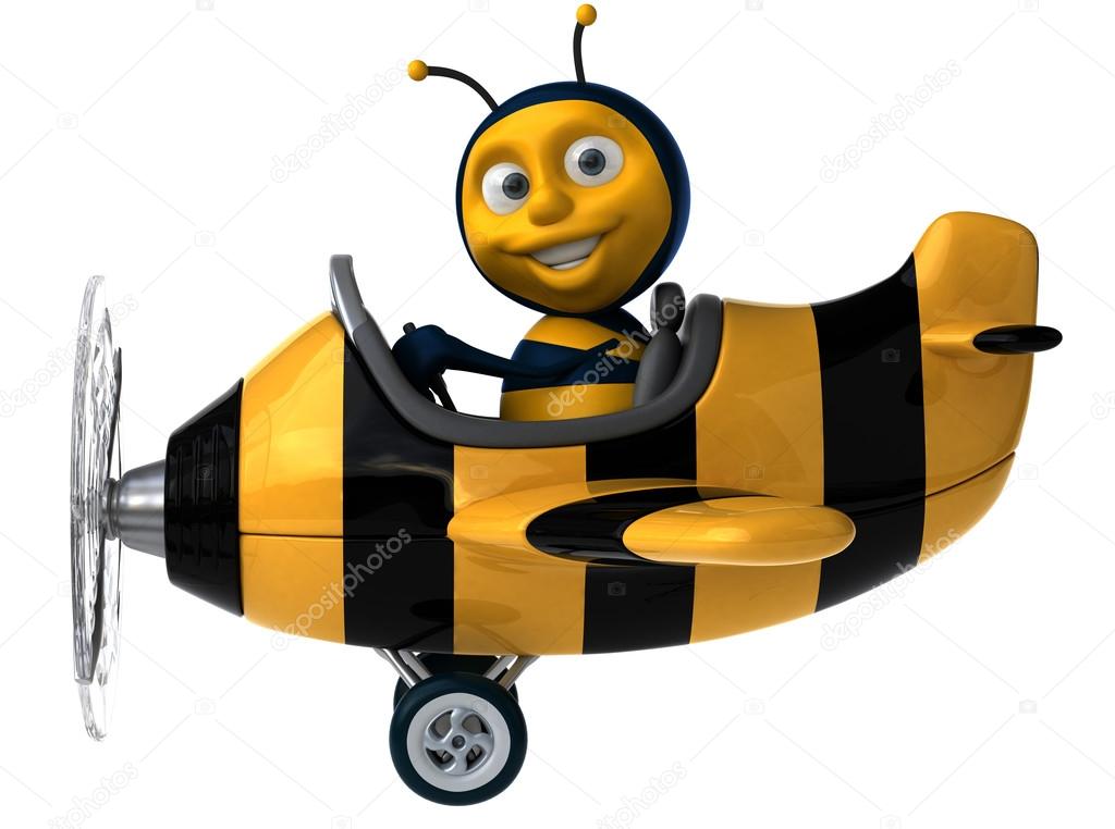 Fun bee on airplane Stock Illustration by ©julos #80038608