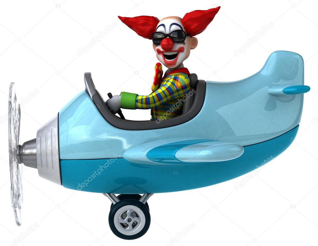 Fun cartoon clown on airplane Stock Photo by ©julos 81345662