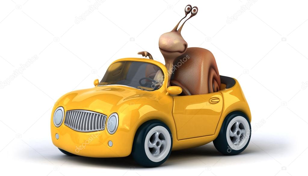 Funny snail in car — Stock Photo © julos #82893926