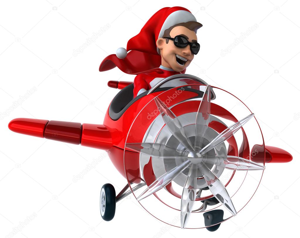 Fun Santa Claus in airplane — Stock Photo © julos #85440534