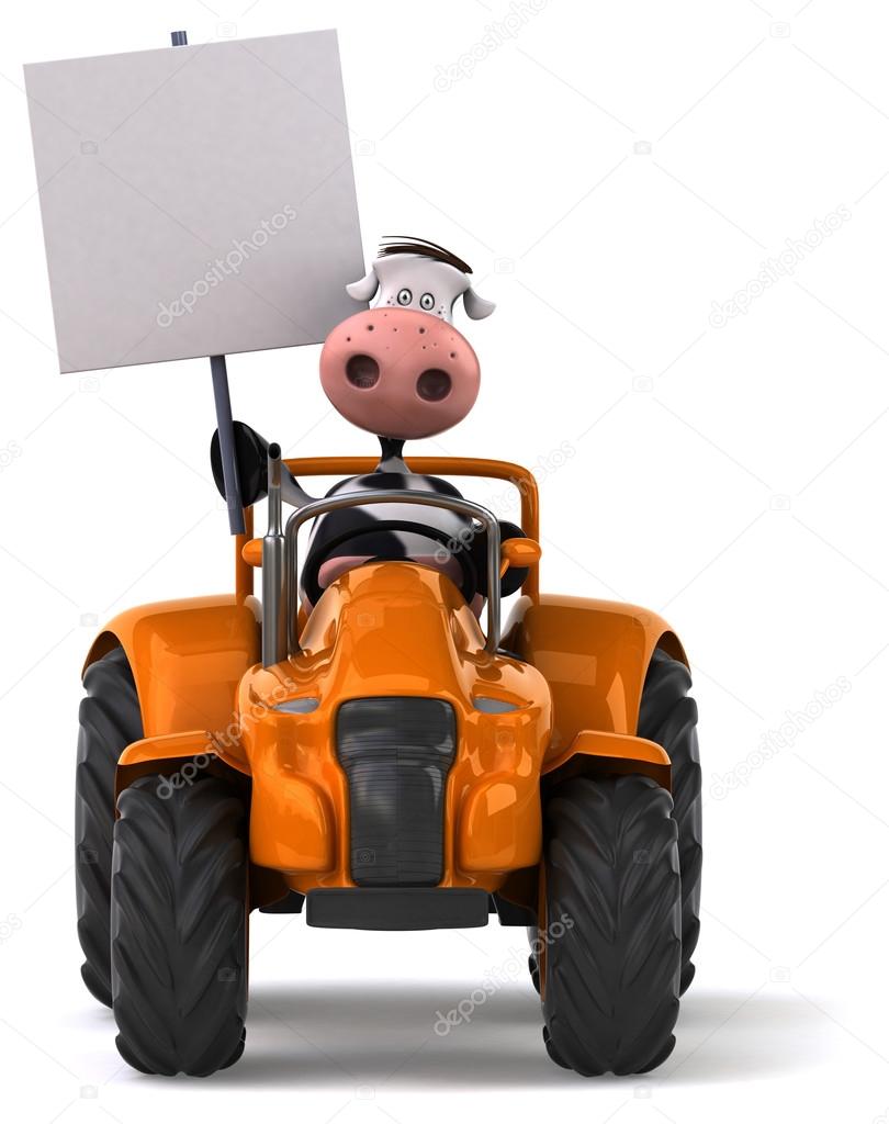 Vaca divertida en tractor — Foto de stock © julos #87987810