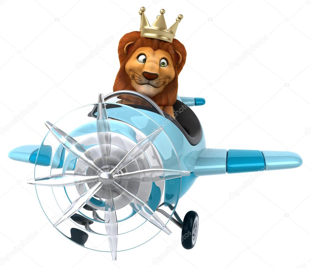 Funny lion in airplane Stock Illustration by ©julos #90942462