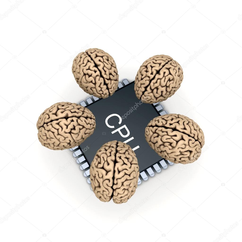 Human brain and microprocessor. — Stock Photo © rukanoga #71178559