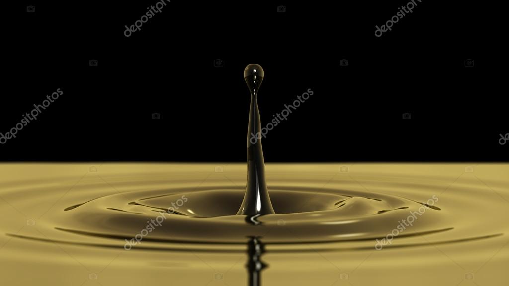 Drop of crude oil macro with the focus effect (drop 1 - side vie Stock ...