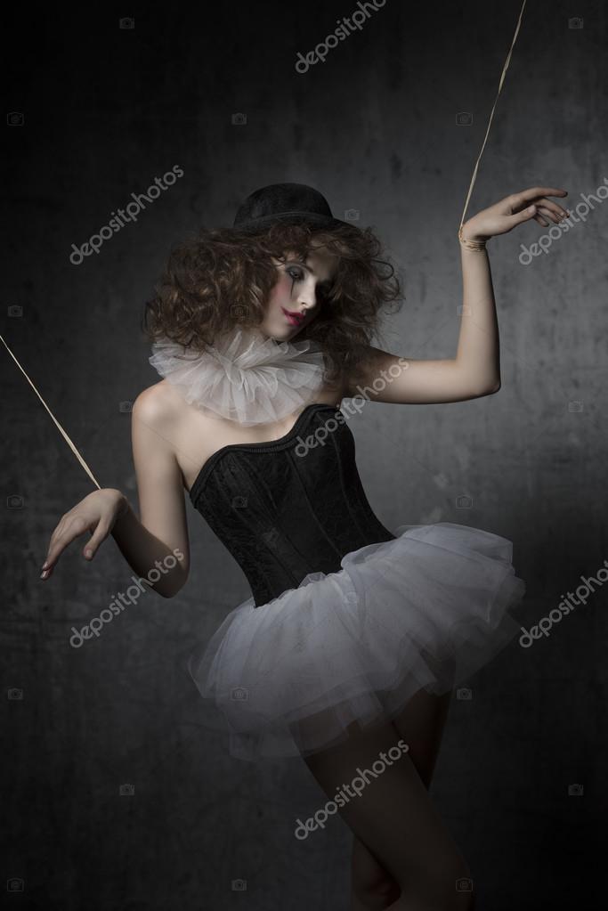 Woman with bizarre puppet mask — Stock Photo © carlodapino #72137521