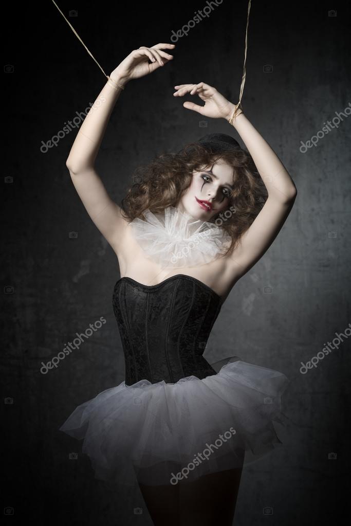 Girl like gothic puppet dancer — Stock Photo © carlodapino #72138663