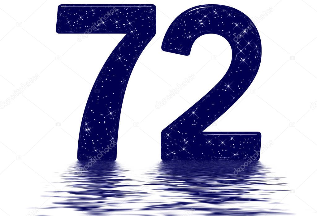 Numeral 72, setenta y dos, imitación de la textura del cielo estrellado ...