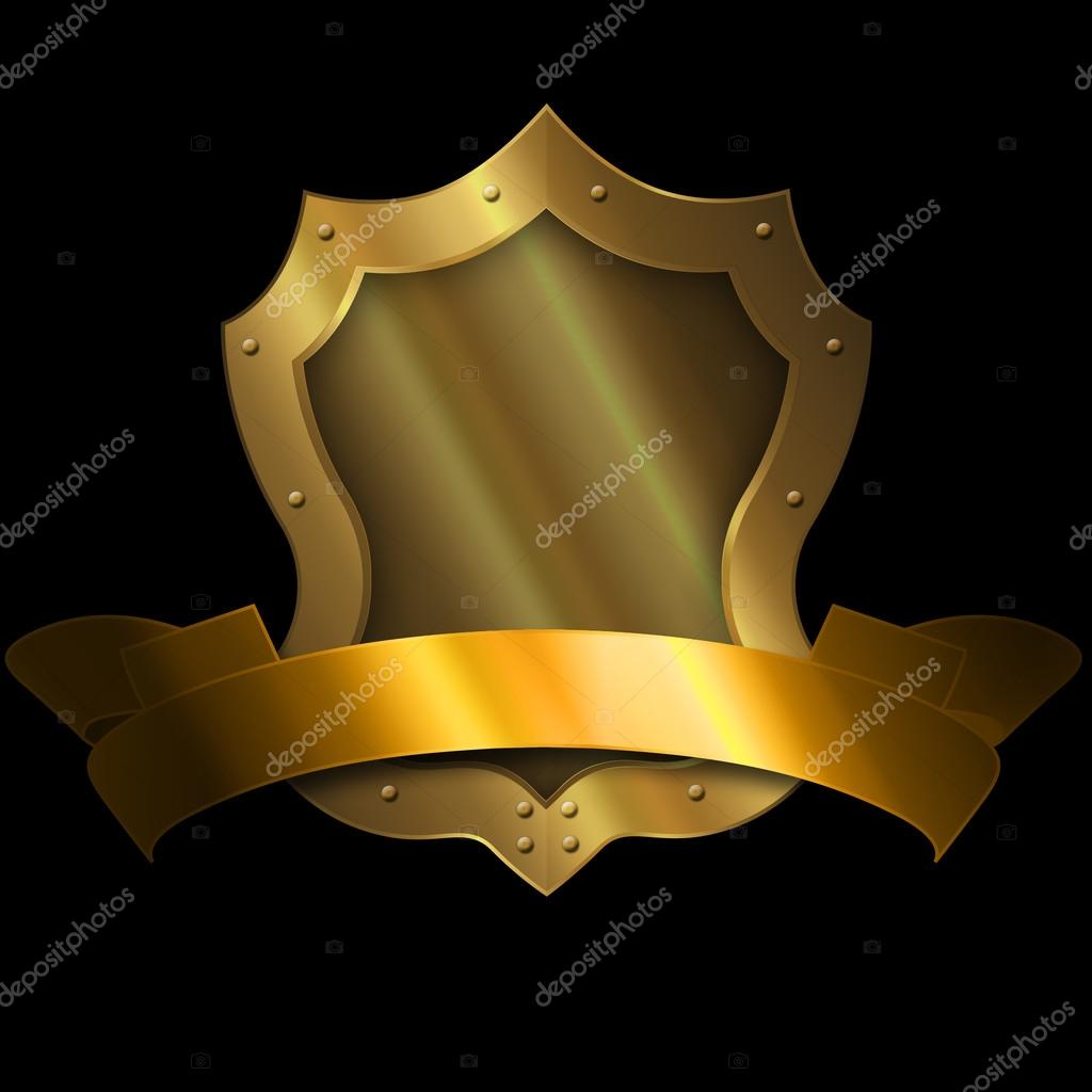 Medieval gold shield and gold ribbon. Stock Illustration by ©ke77kz ...