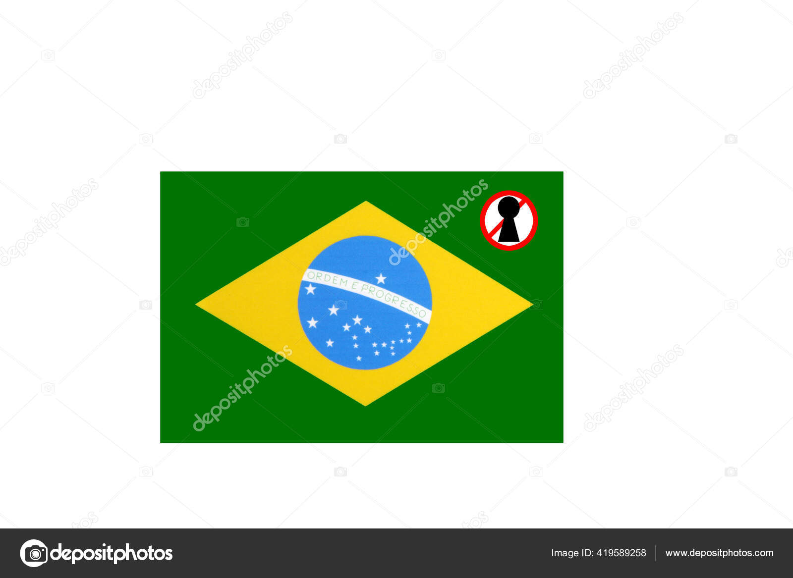 Flag Lockdown Warning Brazil — Stock Photo © joophoek #419589258