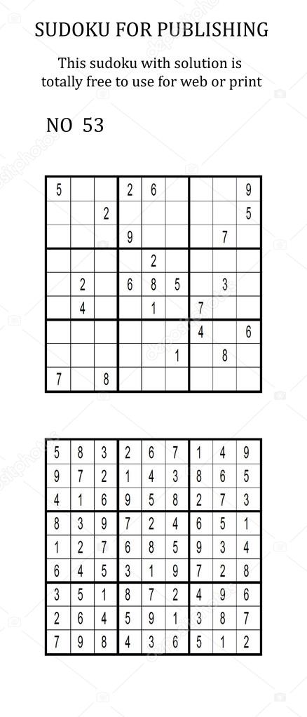 Sudoku with solution. Free to use on your website or in print. — Stock ...