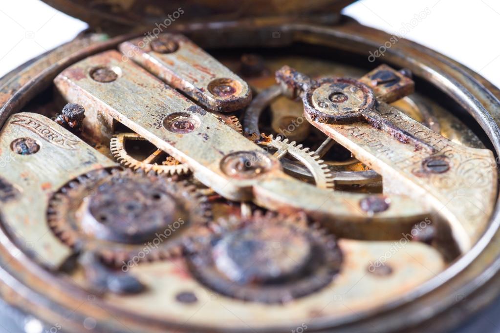 Rusty gears in an old pocket watch — Stock Photo © wollertz #106555614