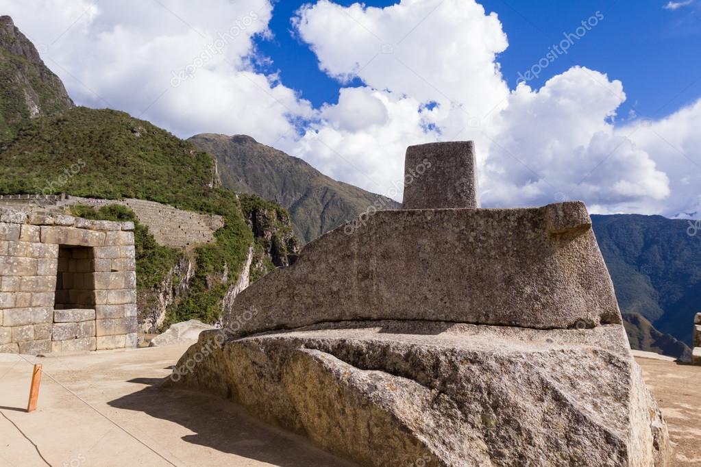 Sun dial in Machu Pichu — Stock Photo © wollertz #121144866