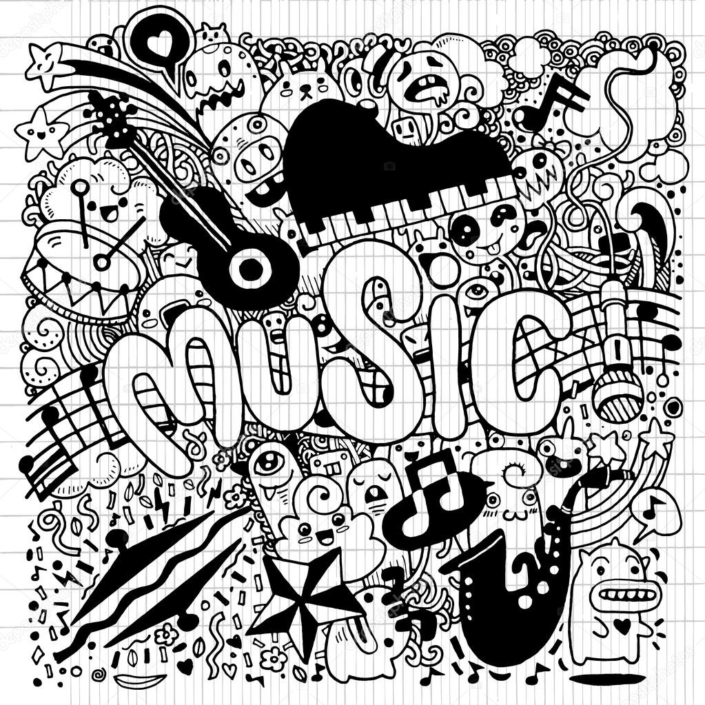 Main de fond musique abstraite dessin Doodle, vecteur illustratio ...