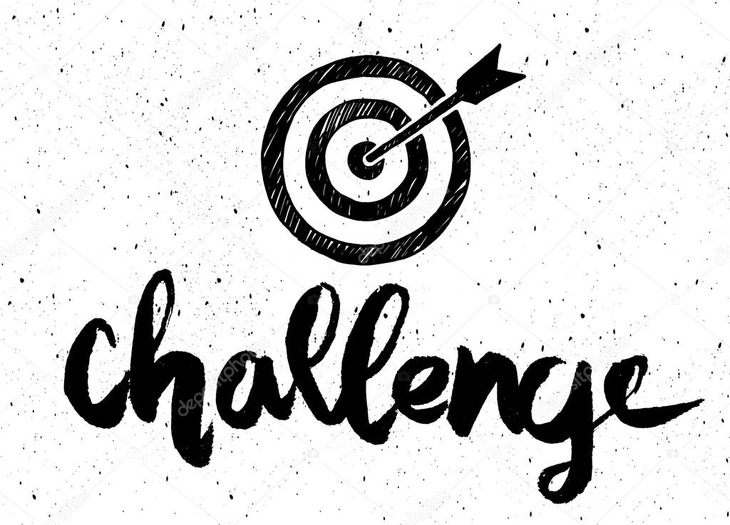 Handwritten word challenge painted brush lettering,Typographic poster ...