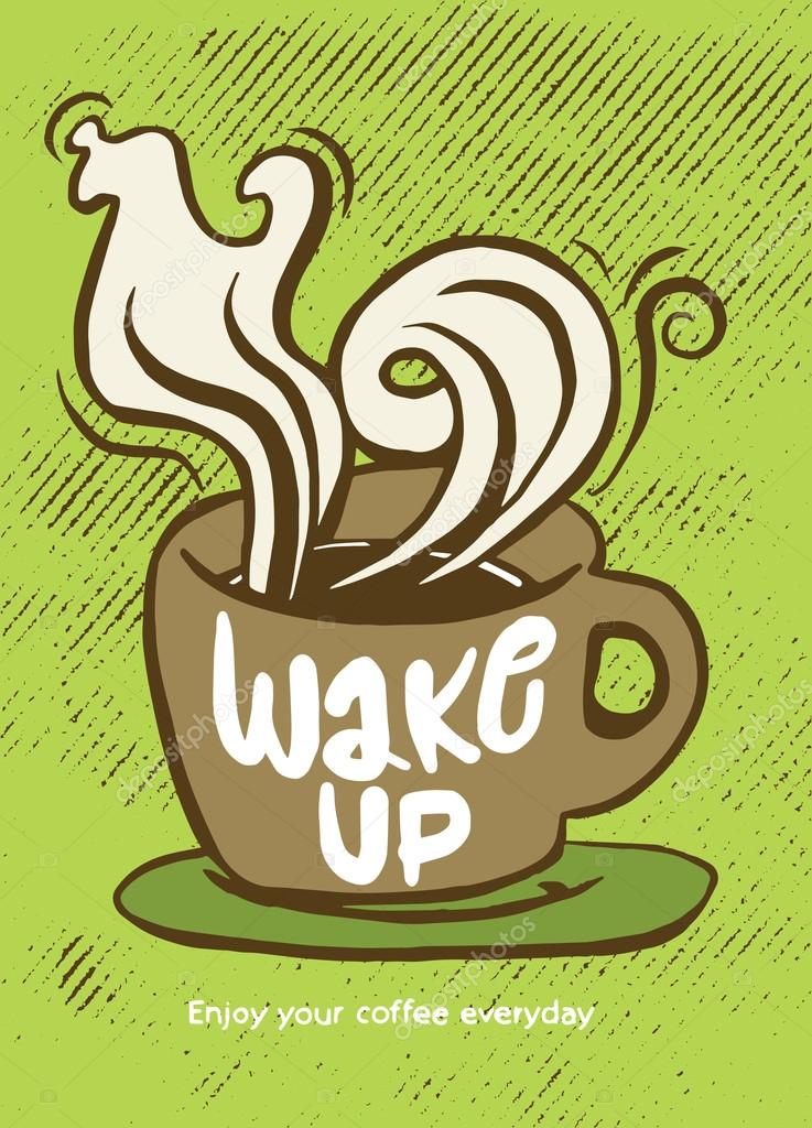 Wake up.Lettering on coffee cup shape set. Modern calligraphy st Stock ...