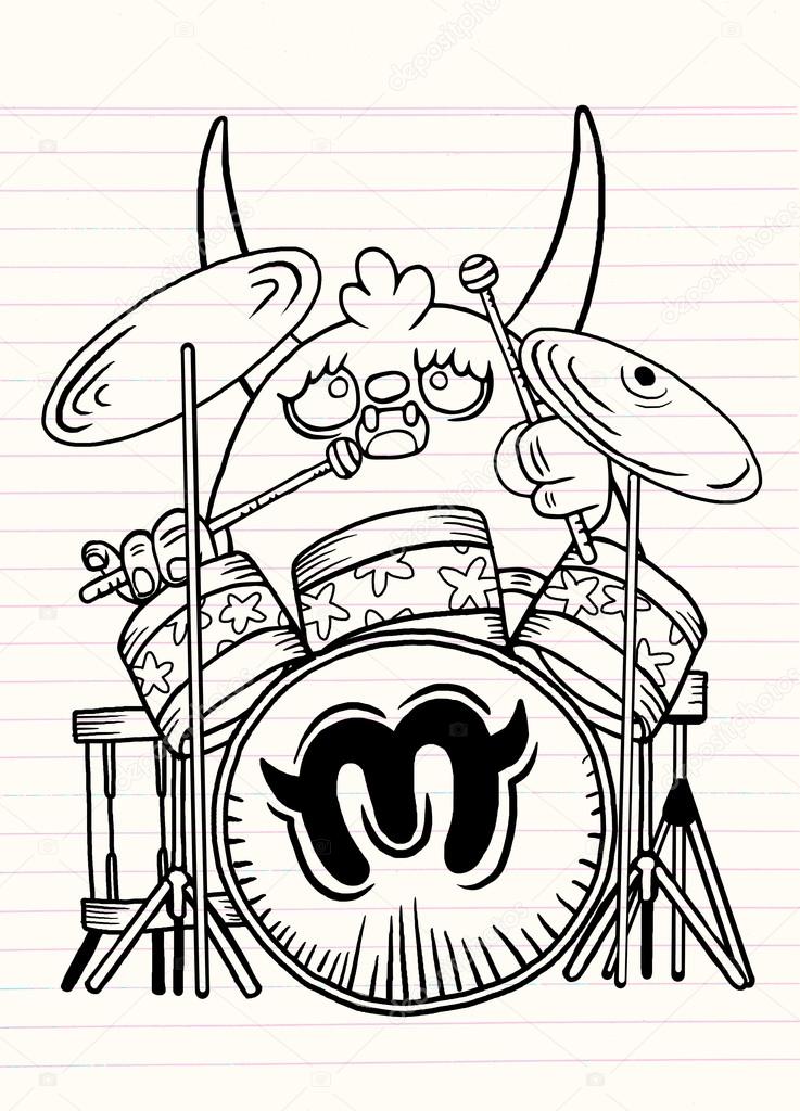 Rock Drummer Drawing