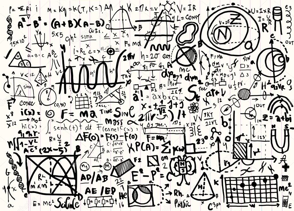 Physical formulas and phenomenons on note paper. hand-drawn illu Stock ...