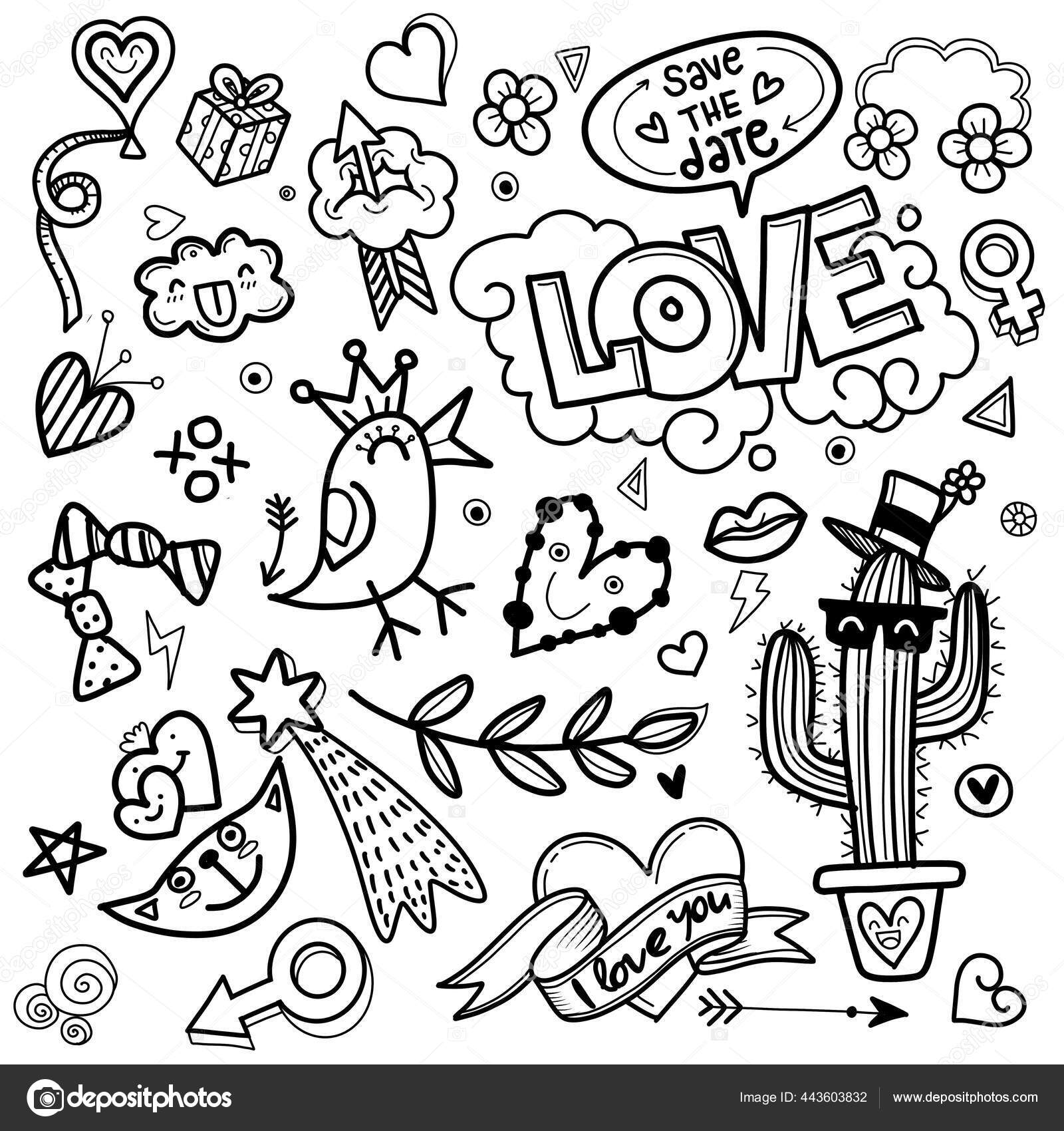 Cute Love Doodles Valentine Cute Hand Drawn Love Doodles Vector