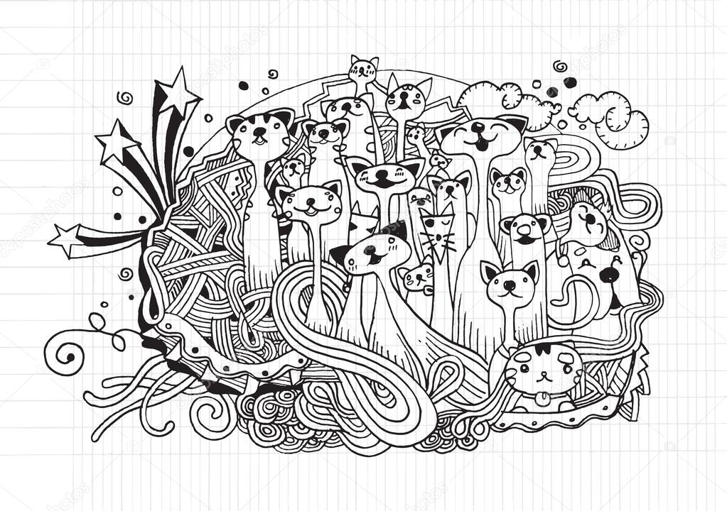 Hand drawn doodle pet background Stock Vector Image by ©9george #80706908