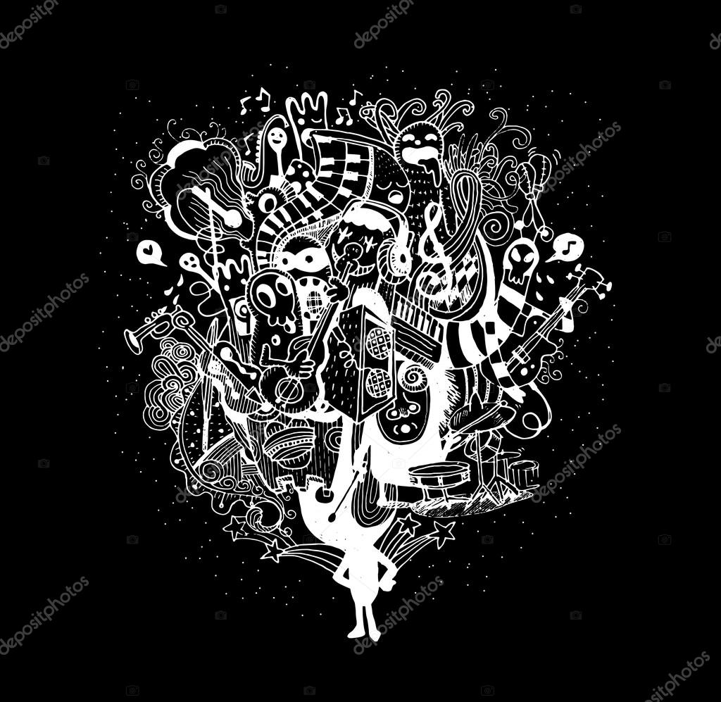 Monster band playing music hand drawn style Stock Vector Image by ...