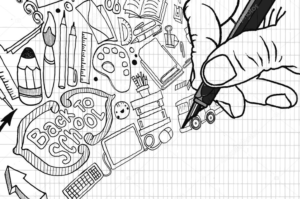 Male hand drawing back to school Stock Vector Image by ©9george #81500098