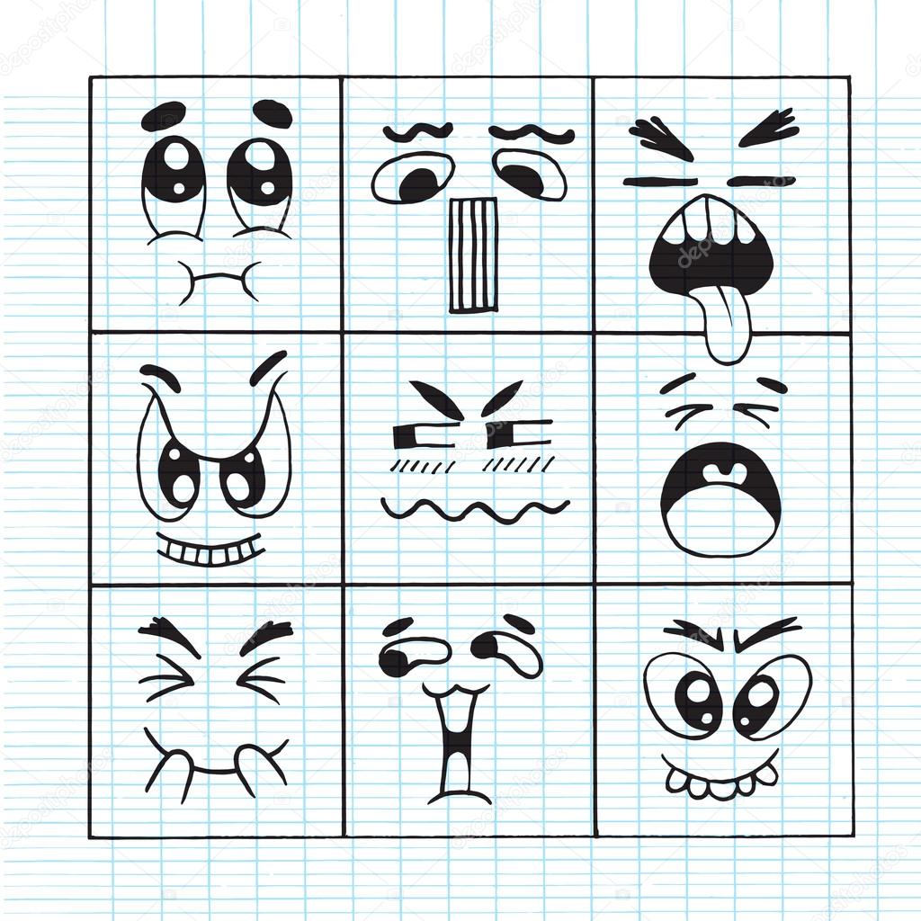 Caras de monstruo dibujado a mano 2022